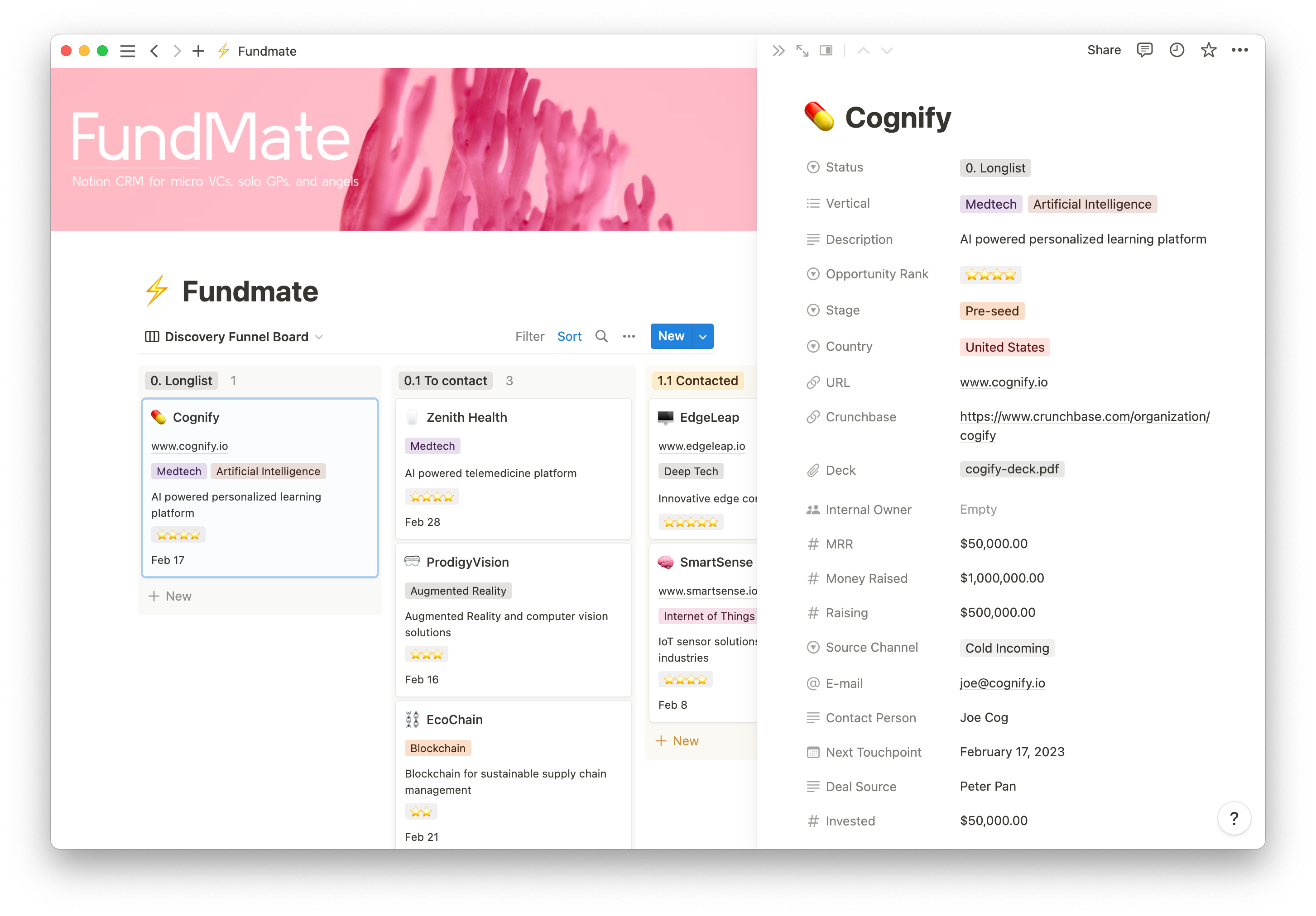 FundMate - Notion CRM for micro VCs, solo GPs and angels