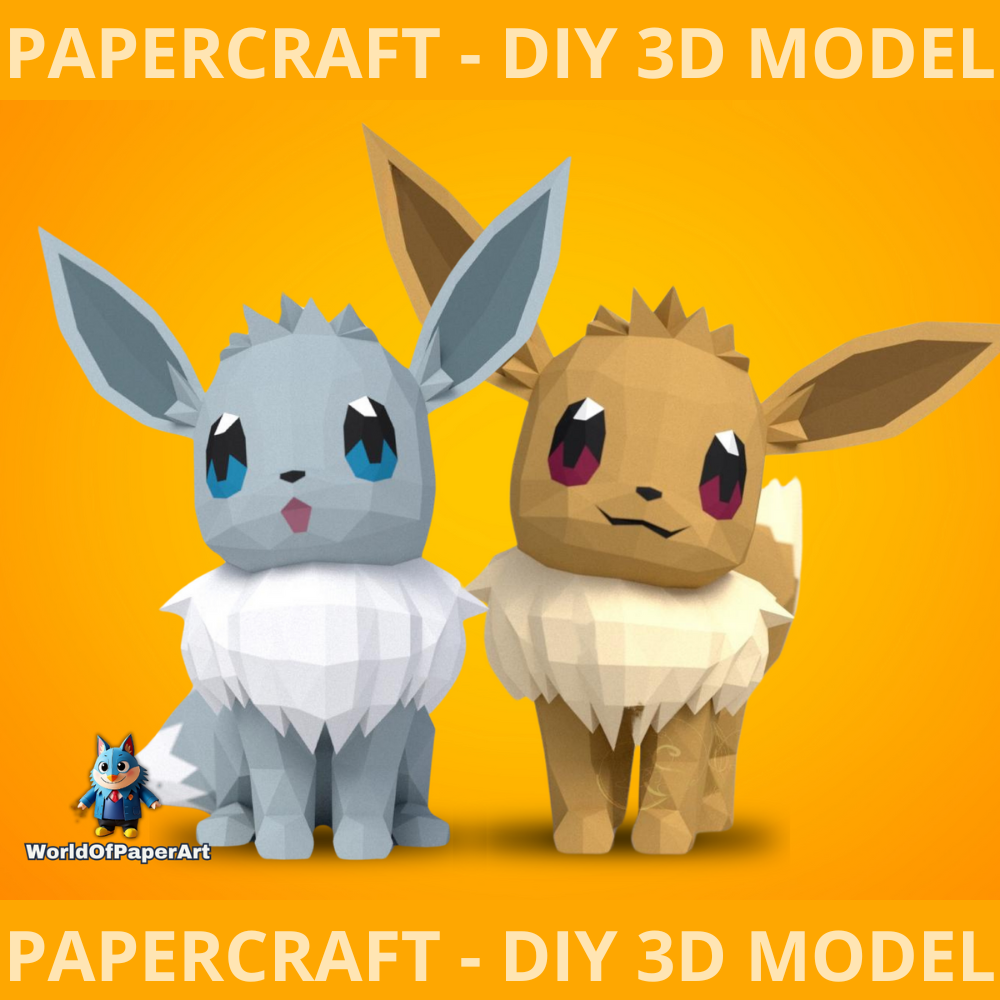 Eevee Papercraft 2 in 1 Pack - Low Poly - Diy Pokemon Papercraft ...