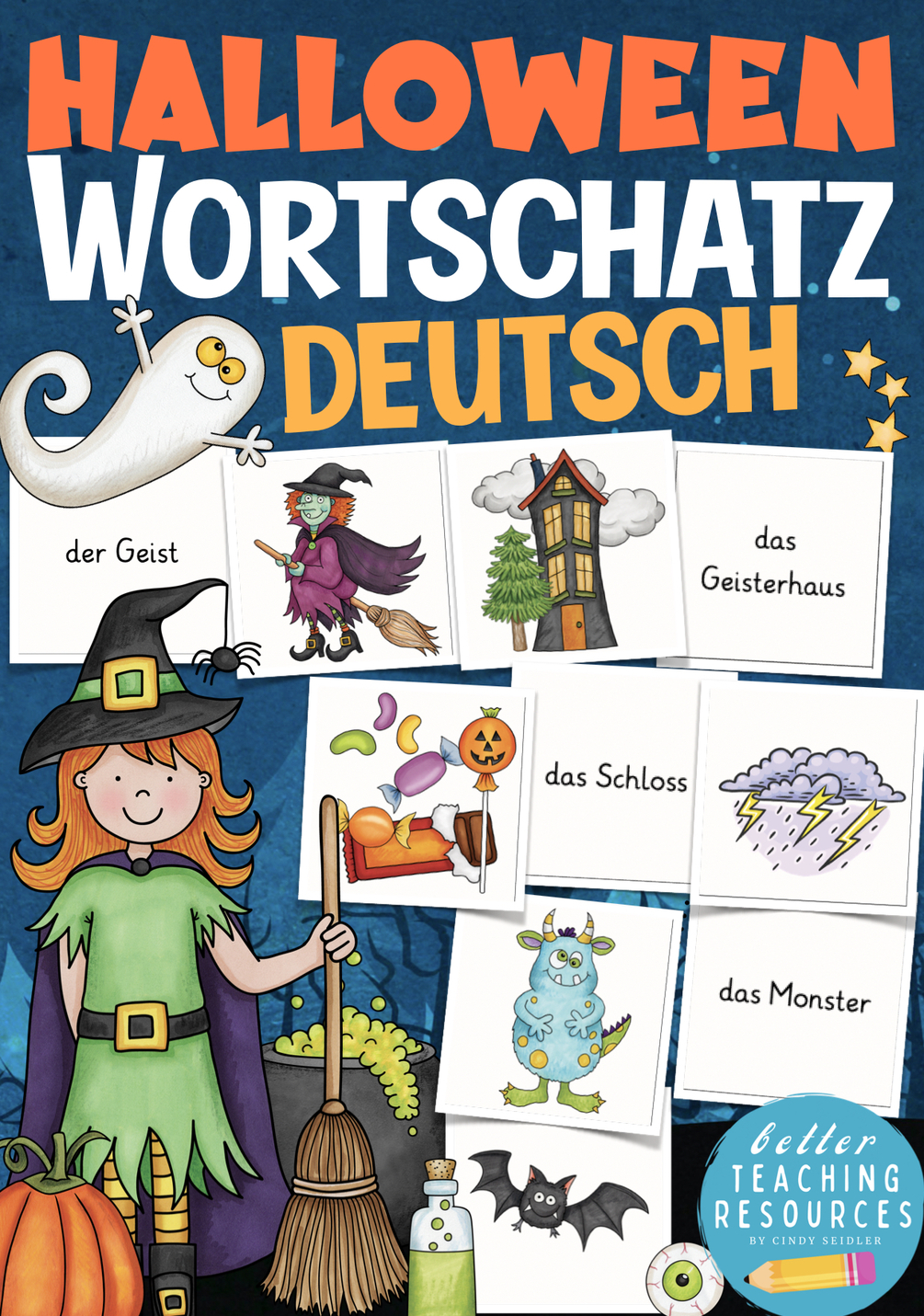 German Halloween vocabulary game Deutsch Spiel