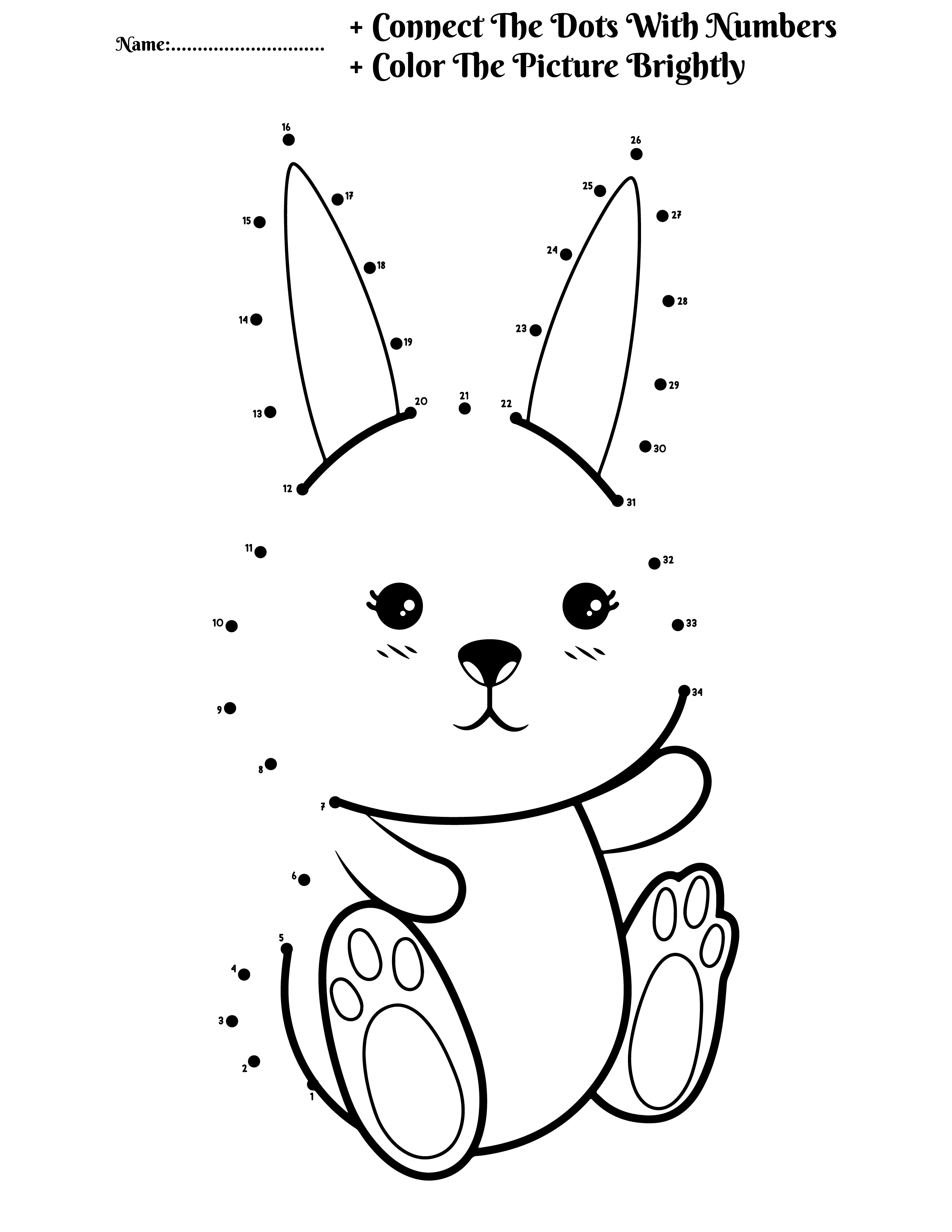 “Dot-to-Dot Bunny Adventure: A Coloring Book”