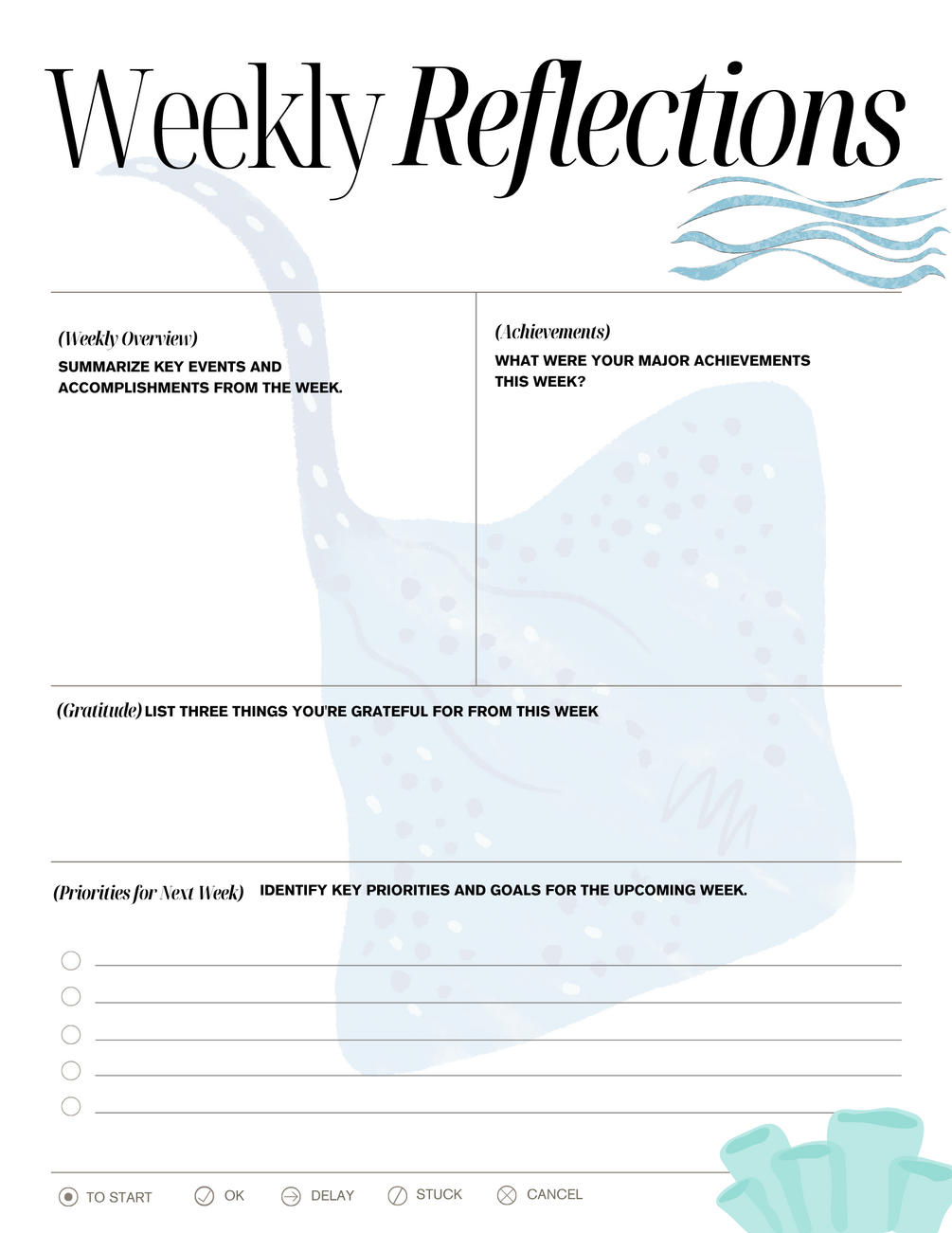 Beach themed weekly planner