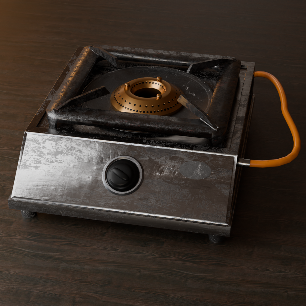 Single Burner Gas Stove – Stylized Indian 3D Prop