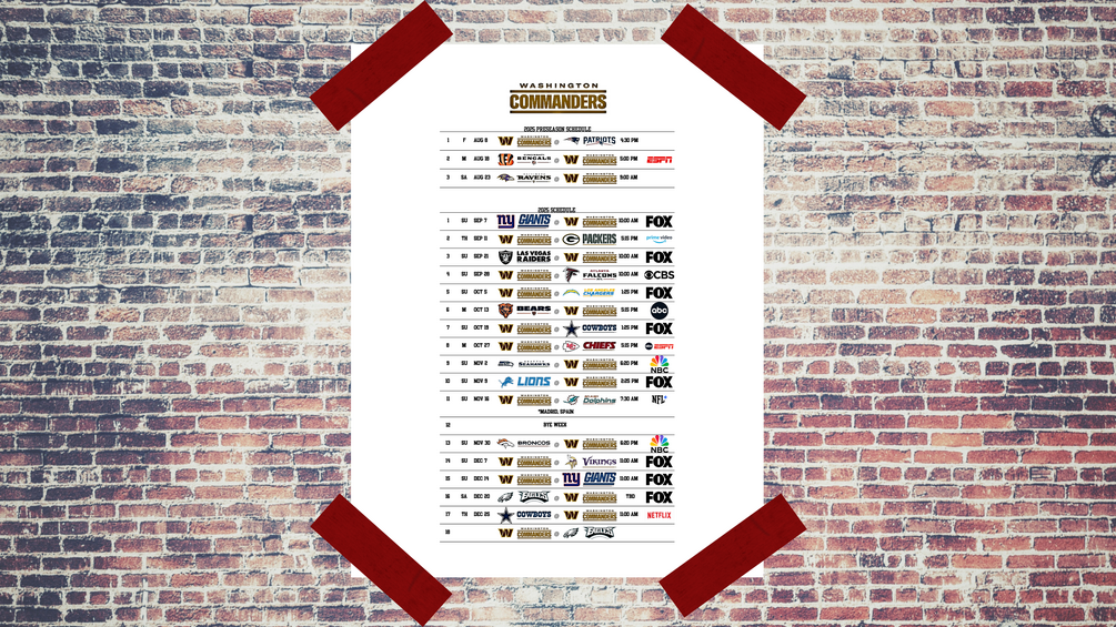 2025 Washington Commanders Schedule