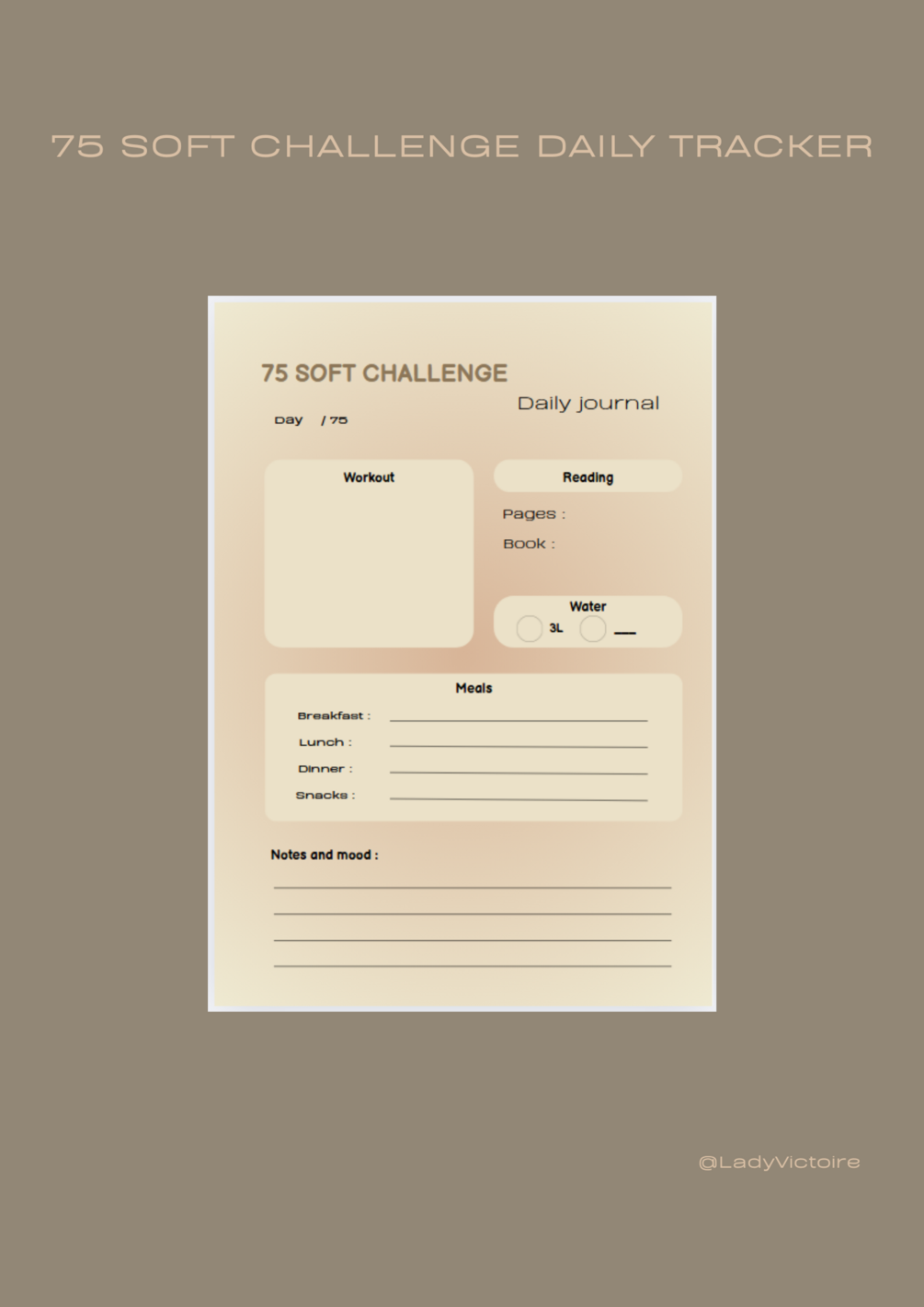 75 Soft Challenge - Daily Tracker (Printable PDF)