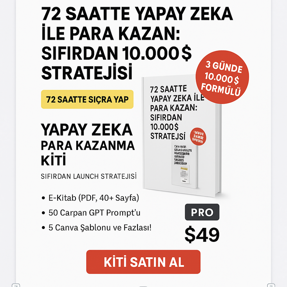 Yapay Zeka ile 72 Saatte 10.000$: Para Kazanma Kiti