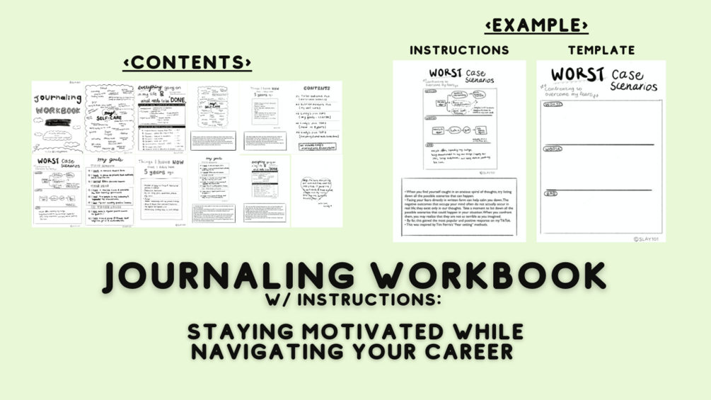 Journal Workbook w/ instructions (Career Navigation & Motivation)