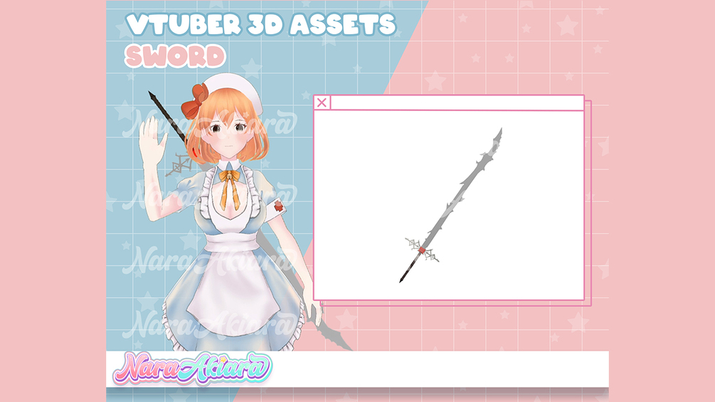3D Vtuber Assets Frostfang Sword vroid commission, 3D assets ready to use vtuber stream