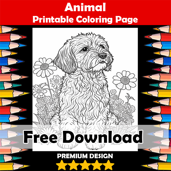 Free Beautiful Dog Animal Printable Coloring Page For Teens and Adults ...