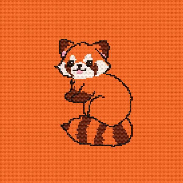 Red panda cross stitch pattern