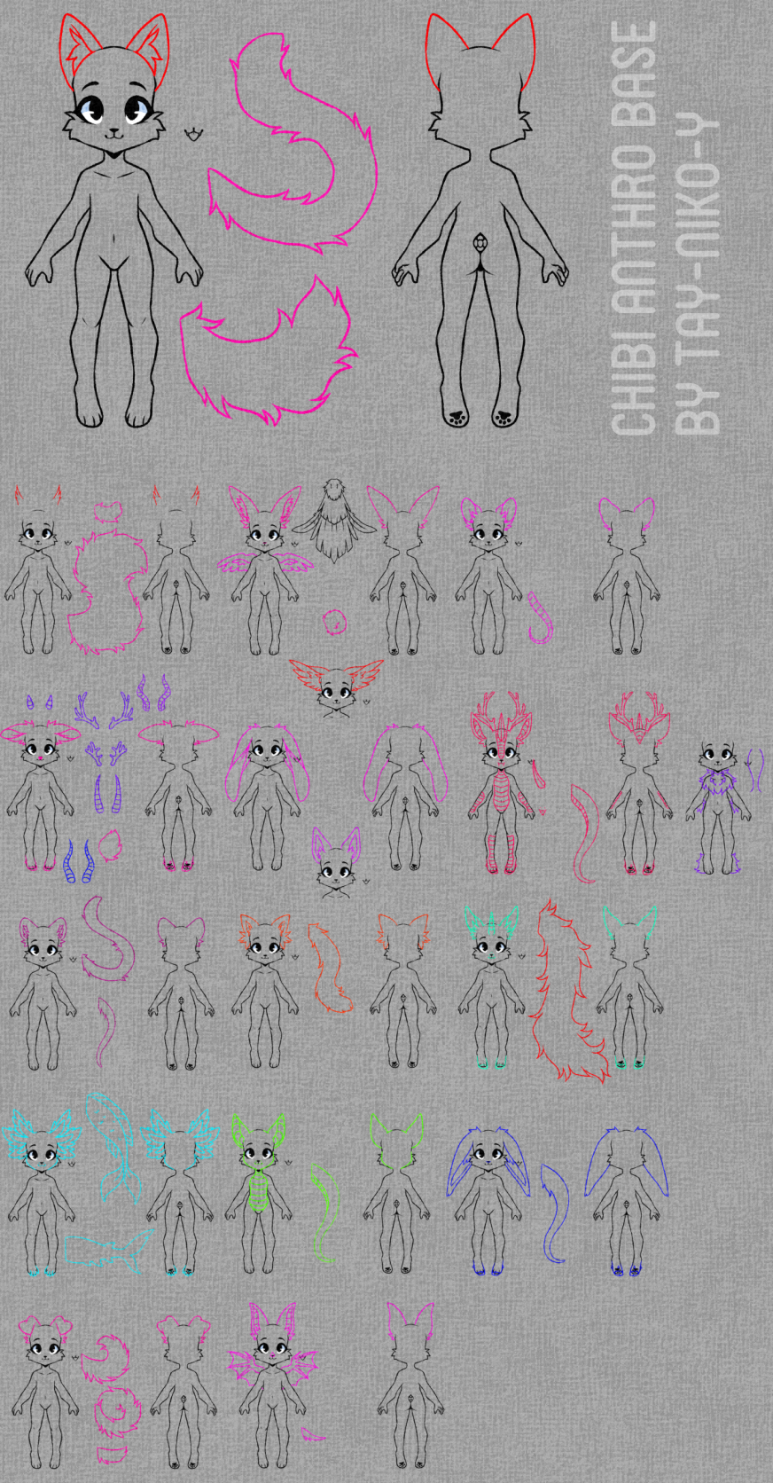 Chibi anthro furry base / different animals