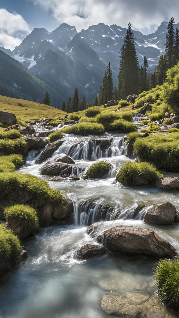 Picture of springs of water in high mountains
