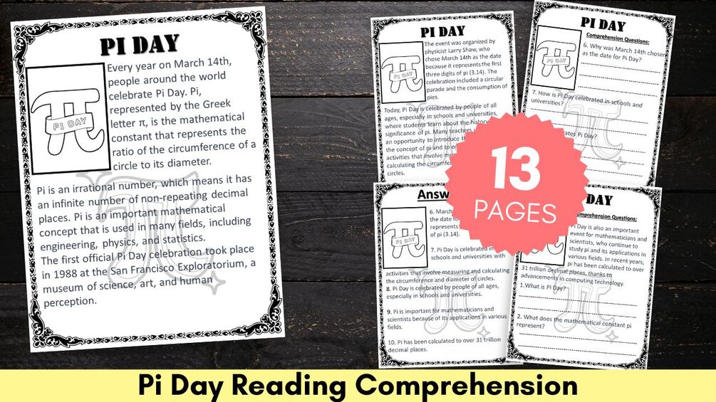 Printable Pi Day Reading Comprehension With Answers - Fun March April ...
