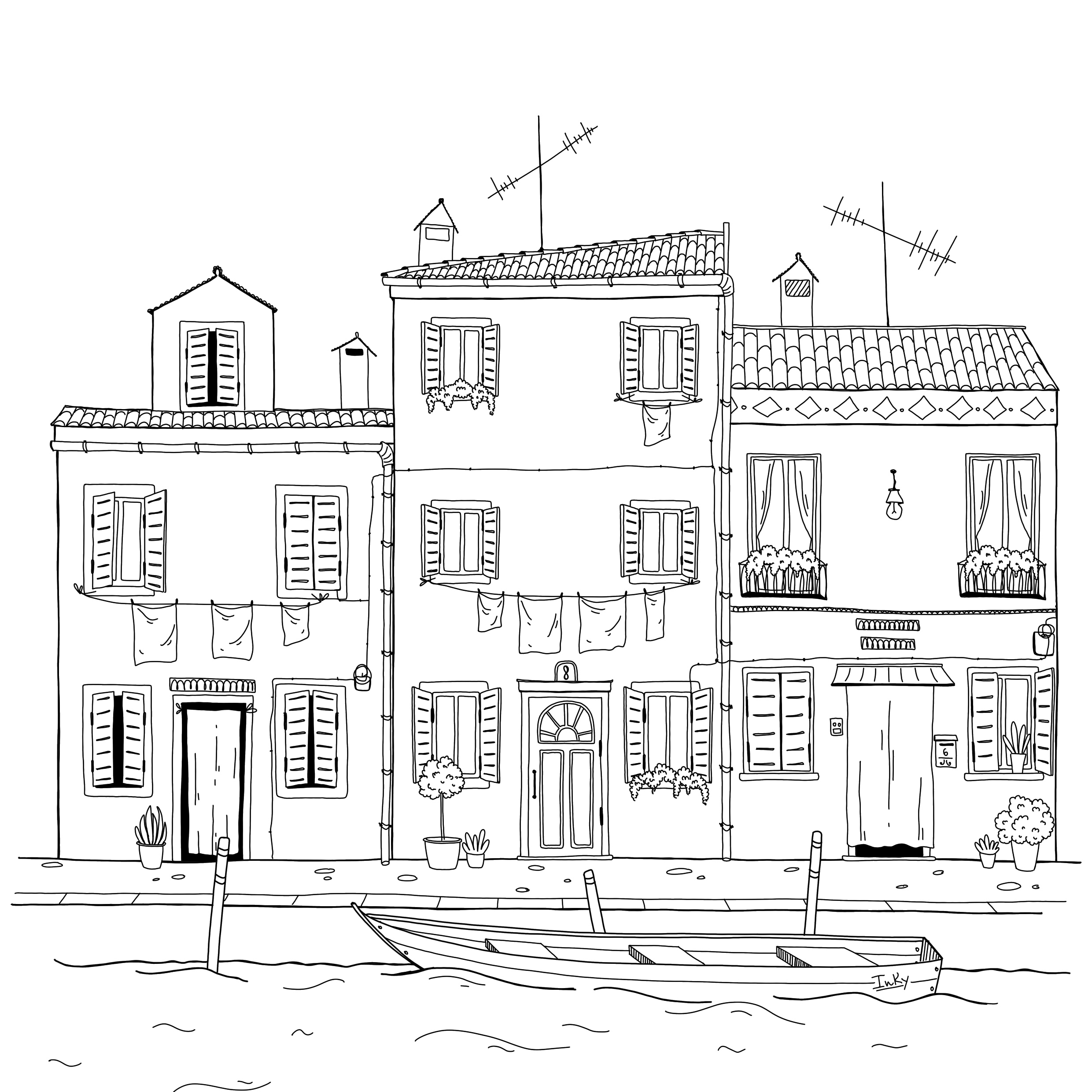 Free colouring page + DTIYS - Inky Paper House