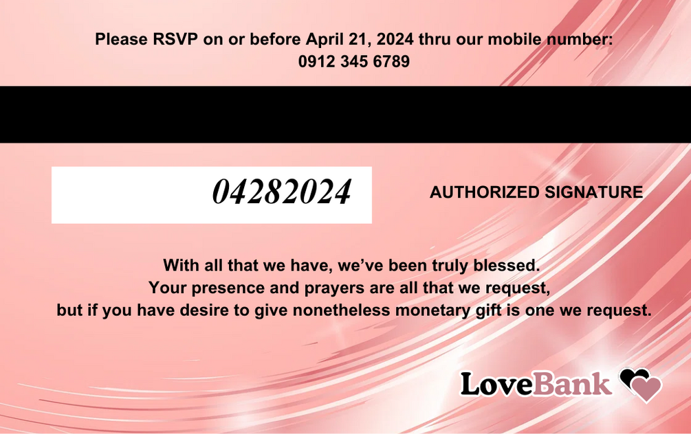 Passbook ATM wedding invitation