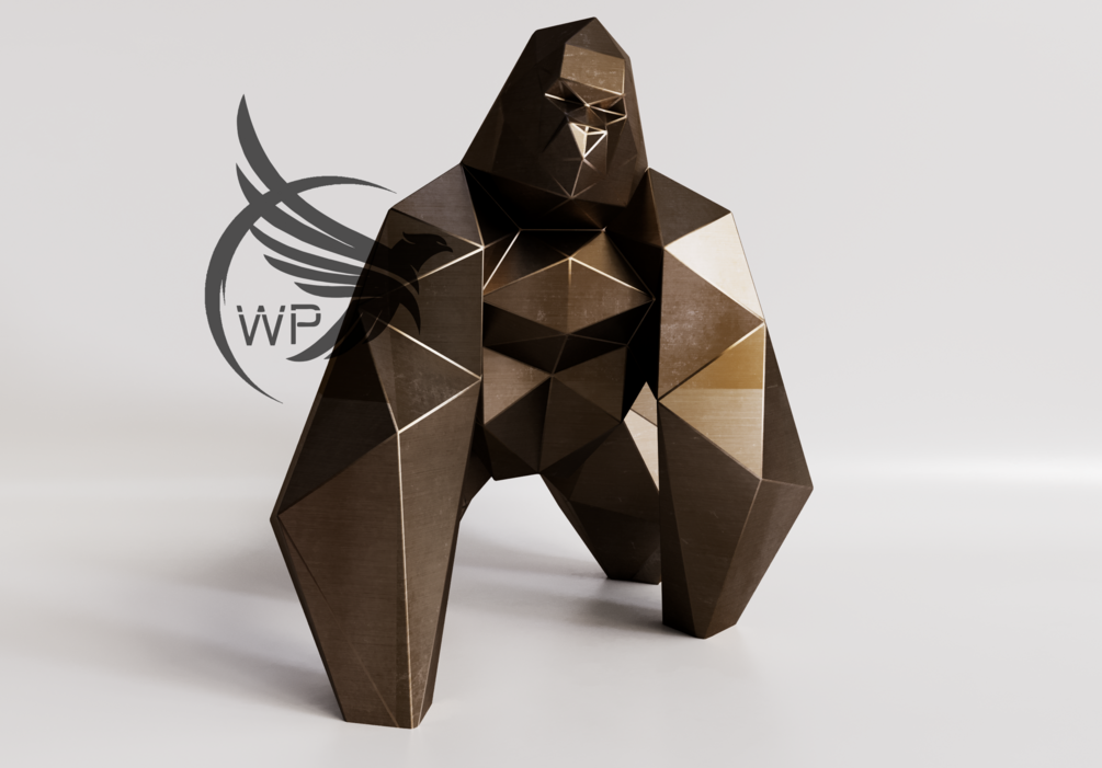 Metal Gorilla, Gorilla low Poly, DXF Template, Metal Sculpture ...
