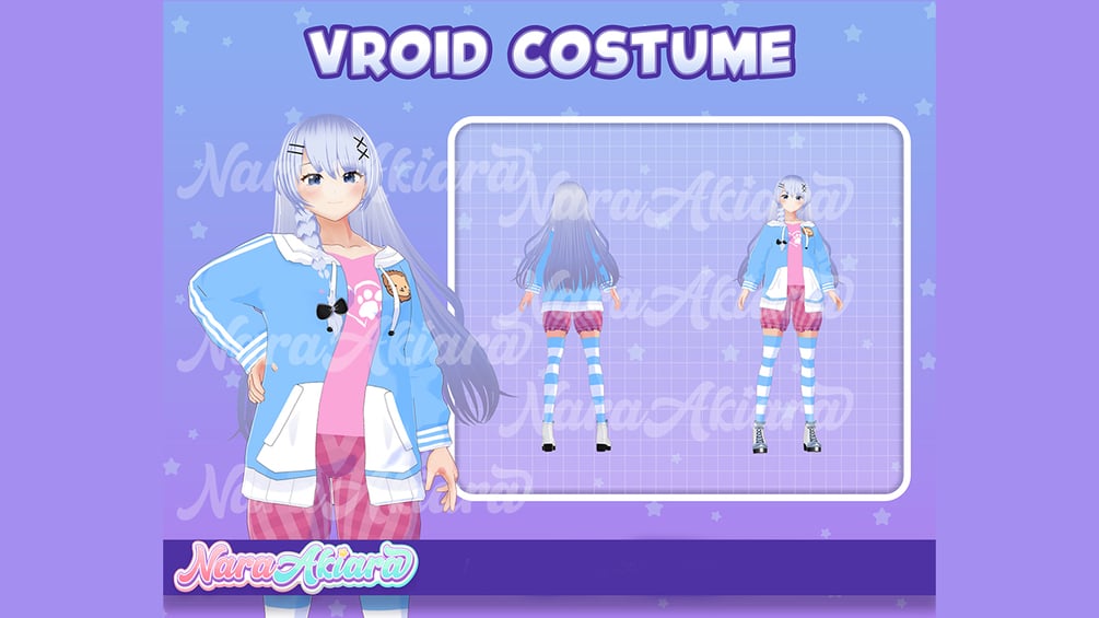 Show Your Style with 3D Vroid Clothes Cute Baby Blue Outfit for Your ...