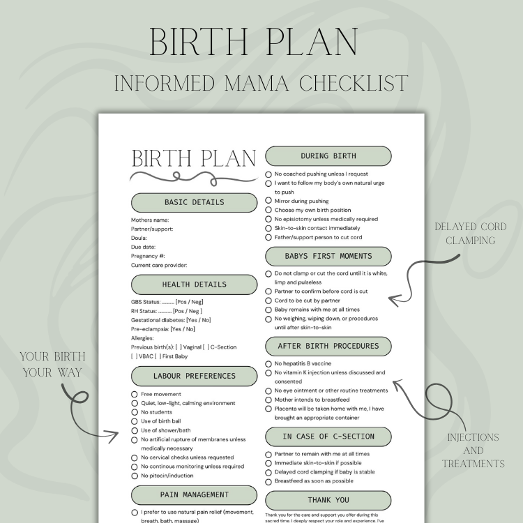 Informed Mama Birth Plan Checklist