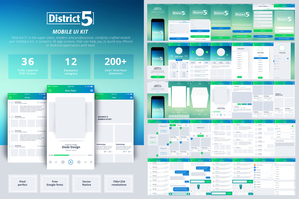 District 5 Mobile UI Kit