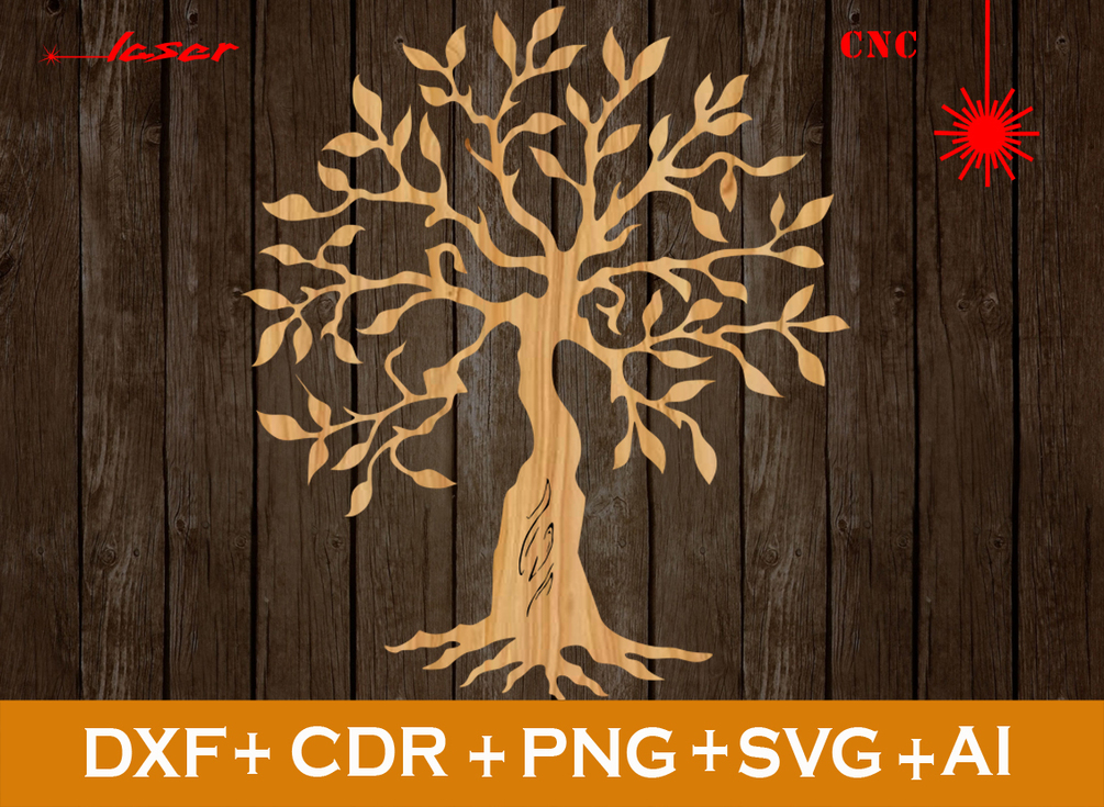 Olive Tree Svg, Laser cut Pano Tree Lasercut DXF, Split Tree Plotter ...