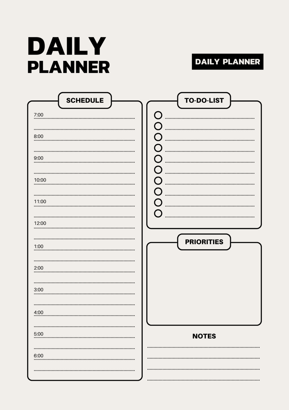 Daily Planner Minimal cool style