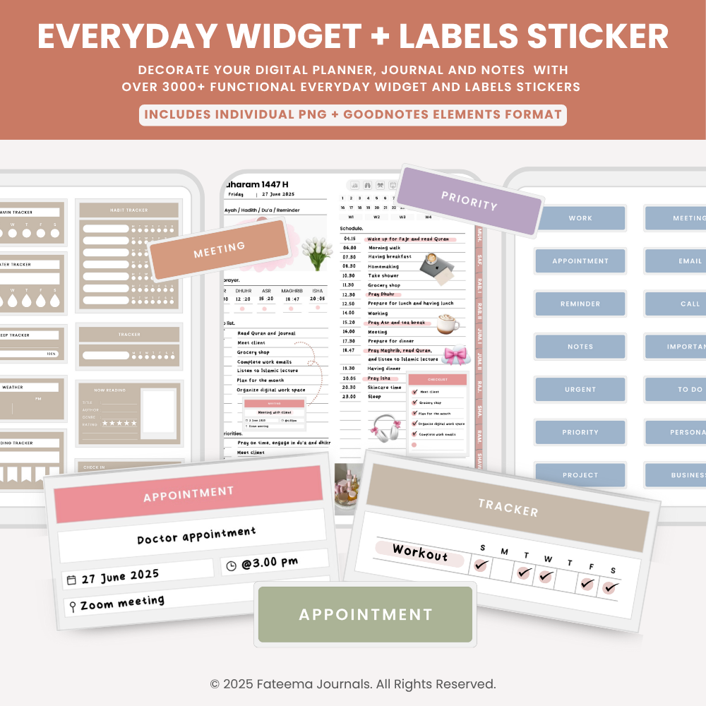 3000+ Everyday Widget & Labels Digital Sticker Set | Digital Planner ...