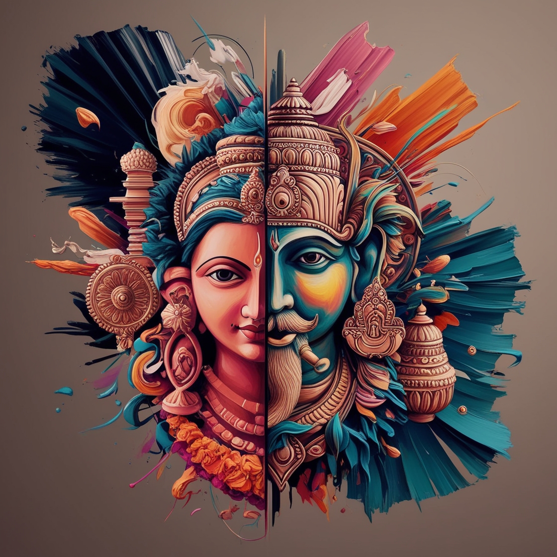 🎨 Divine Creations: Abstract Expression Image of Gods 🌟