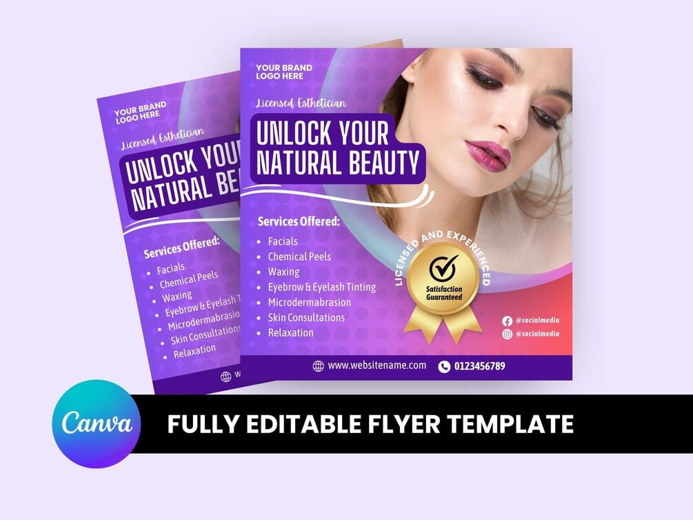 DIY Flyer Template Design, Esthetician Flyer, Skin Care Services Flyer ...
