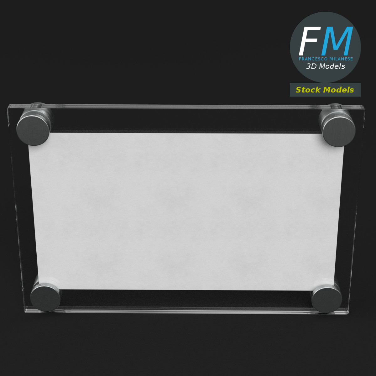 3D MODEL - Wall mounted glass plate mockup