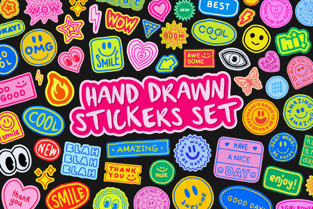 Hand-Drawn Stickers Set