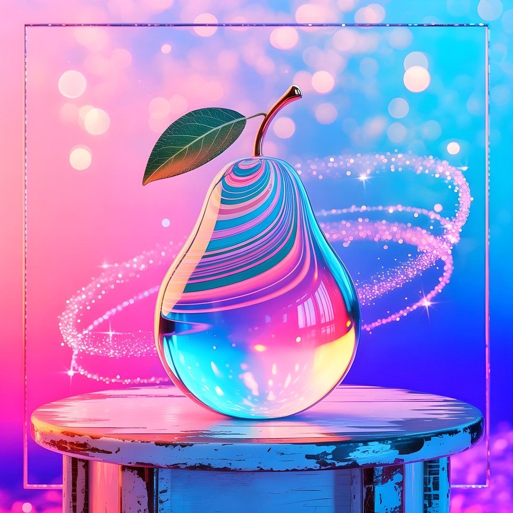 Cosmic Fusion: A Surreal Pear
