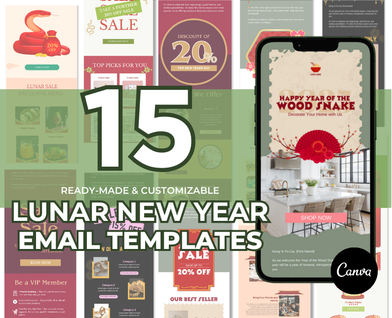 Lunar New Year Email Template Bundle for Klaviyo Mailchimp, E-commerce ...
