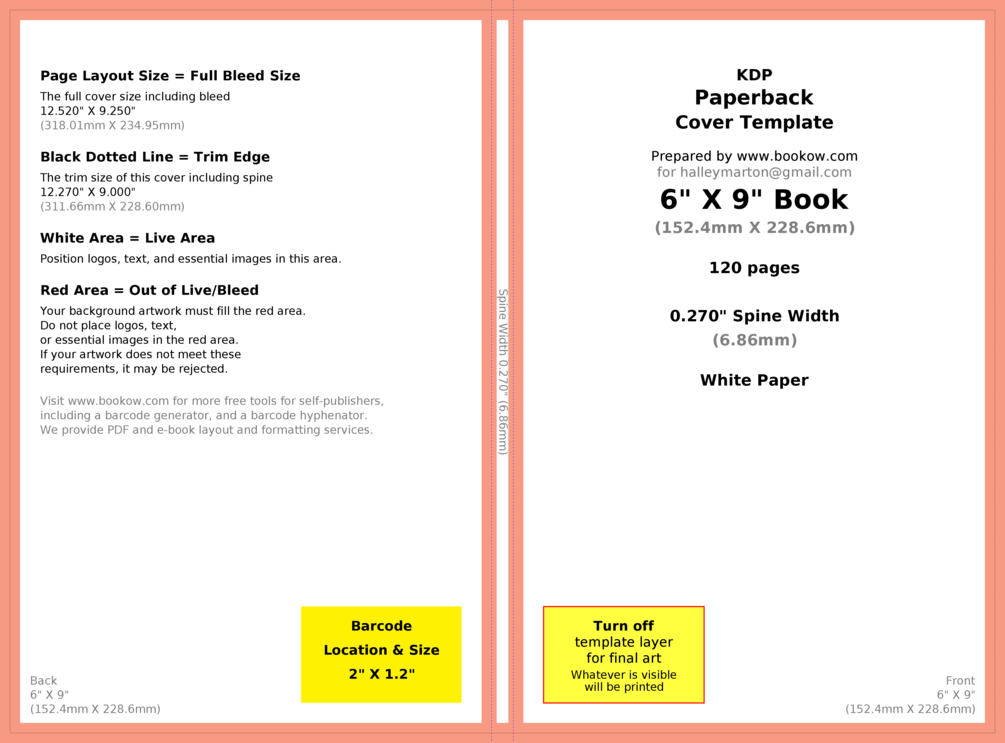 KDP 6 x 9 in 120 pg Book Cover Template