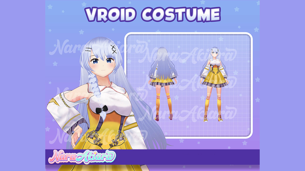 Show Your Style with 3D Vroid Clothes Cute White and Gold Dresses for ...