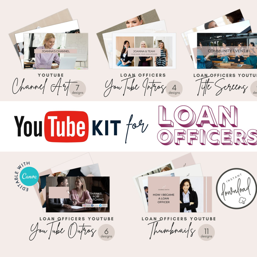 Loan Officer YOUTUBE Branding Kit | Loan Officer Marketing | Mortgage ...