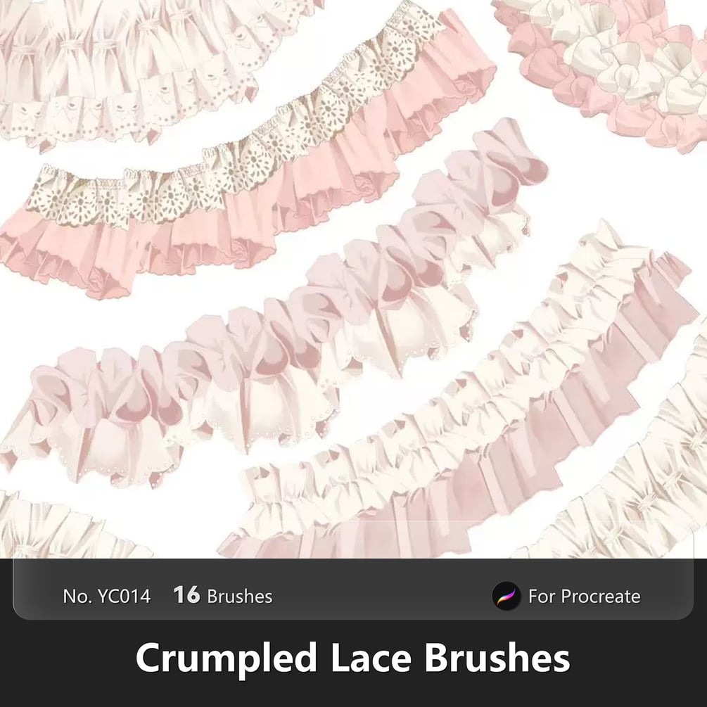 Crumpled Lace & Fabric Texture Brushes for Procreate – Ruffled and ...