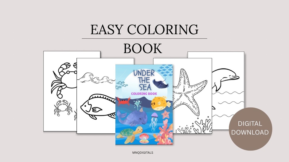 Easy Coloring book for Children- Underwater Theme