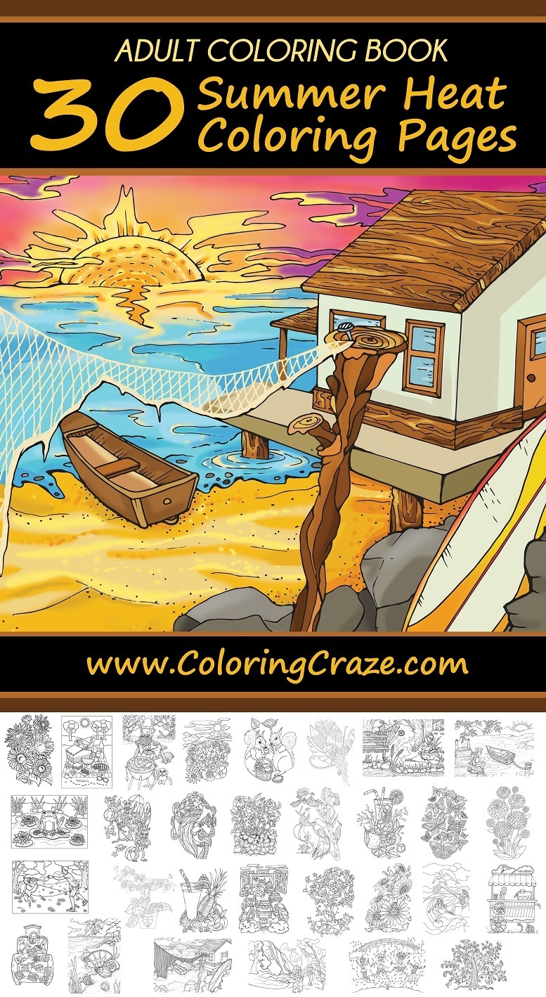Summer Heat Coloring Book (30 Illustrations)