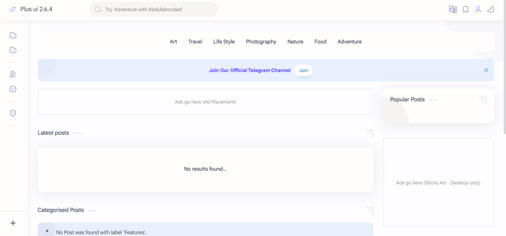 Plus UI Blogger Template
