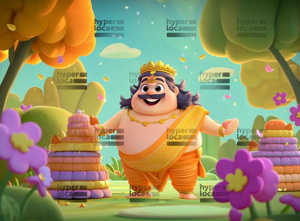 Vibrant Maveli Mahabali Stock Illustration - Onam Festival Art _qq11