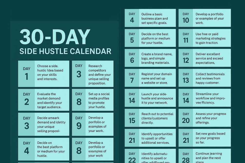 30-day Side Hustle Calendar