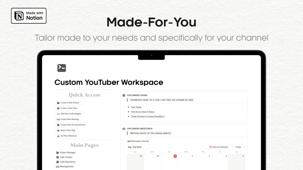 Custom Notion Template for YouTubers