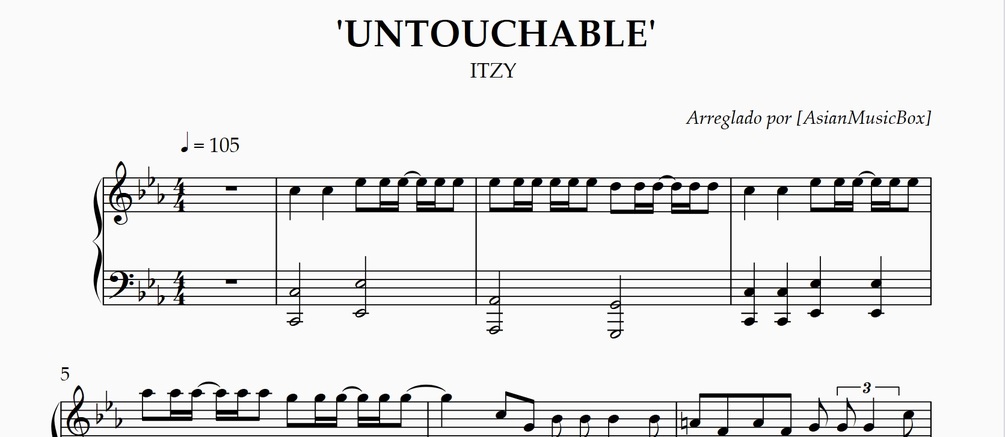 ITZY - 'UNTOUCHABLE' | Piano Sheet Music / MIDI / WAV