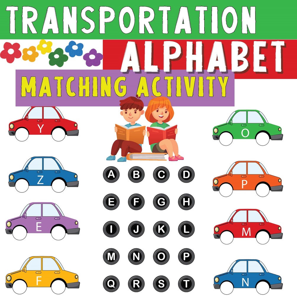Alphabet Letter Activities Car Theme, Car Letter Matching - ABC Recognition