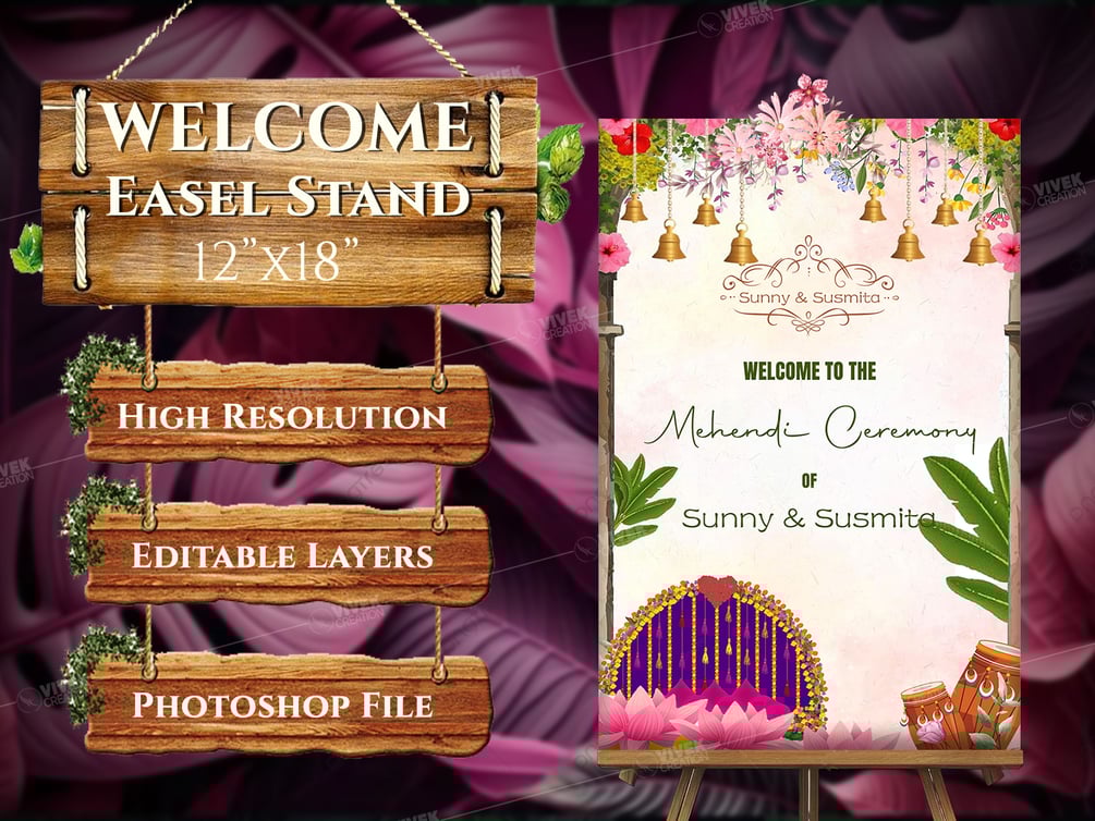 Mehendi Ceremony Sunboard – Editable Wedding Template