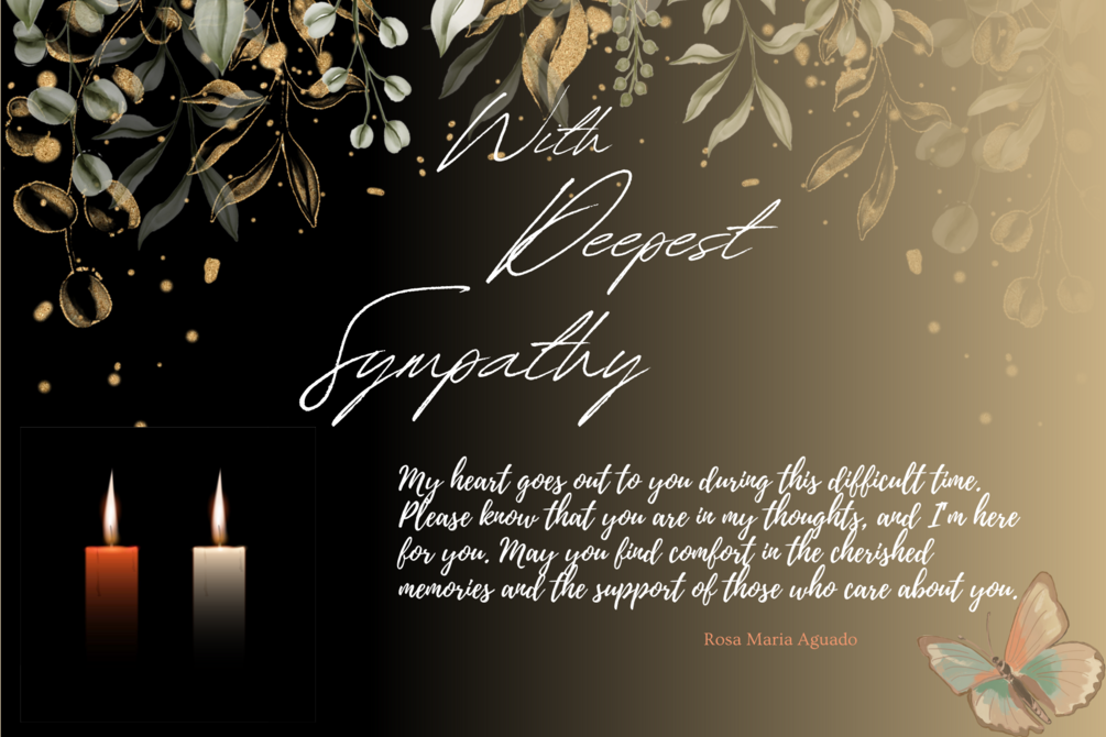 Black Sympathy Card with candles