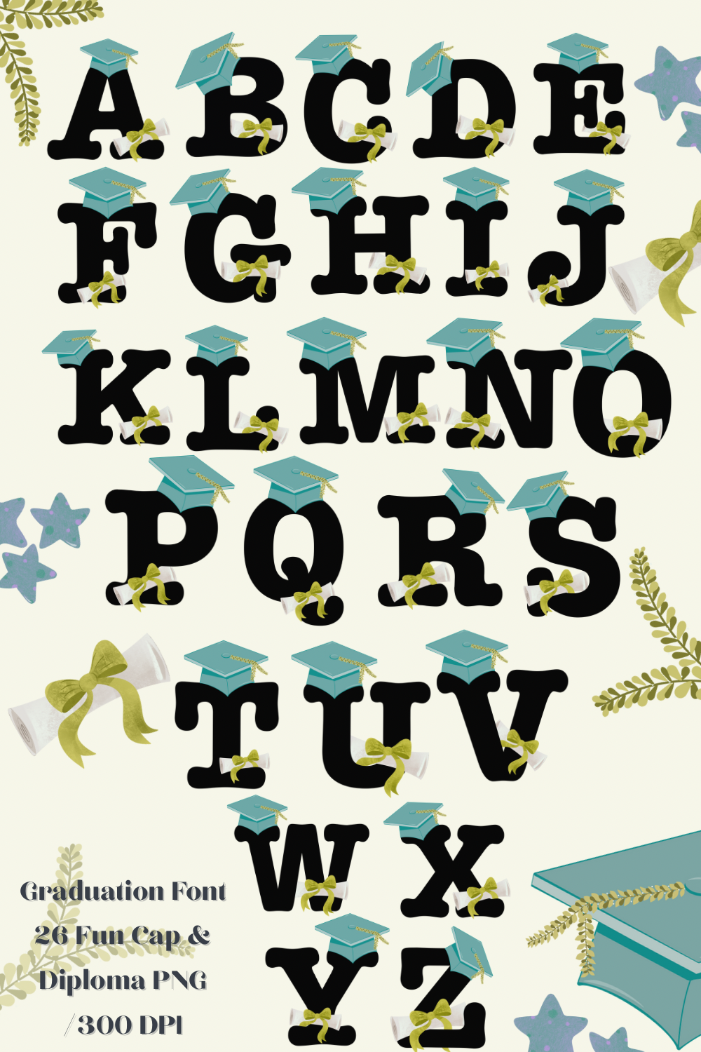 Graduation Font – Hand Drawn Alphabet for Senior Gifts, Party Decor ...