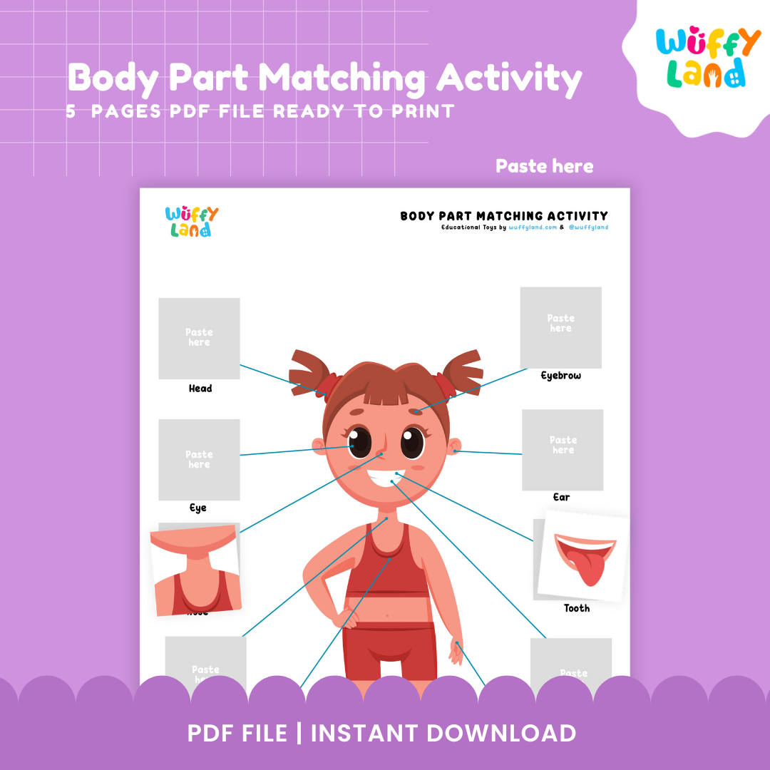 Body Part Matching Activity, Body Part for Kids, Toddler Busy Book ...