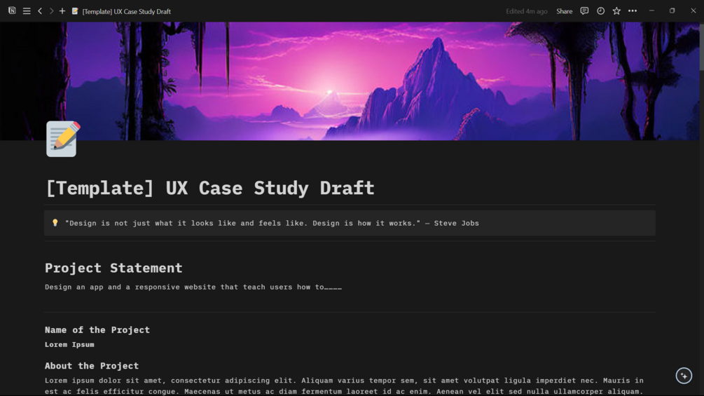 Notion Template - UX Case Study Draft