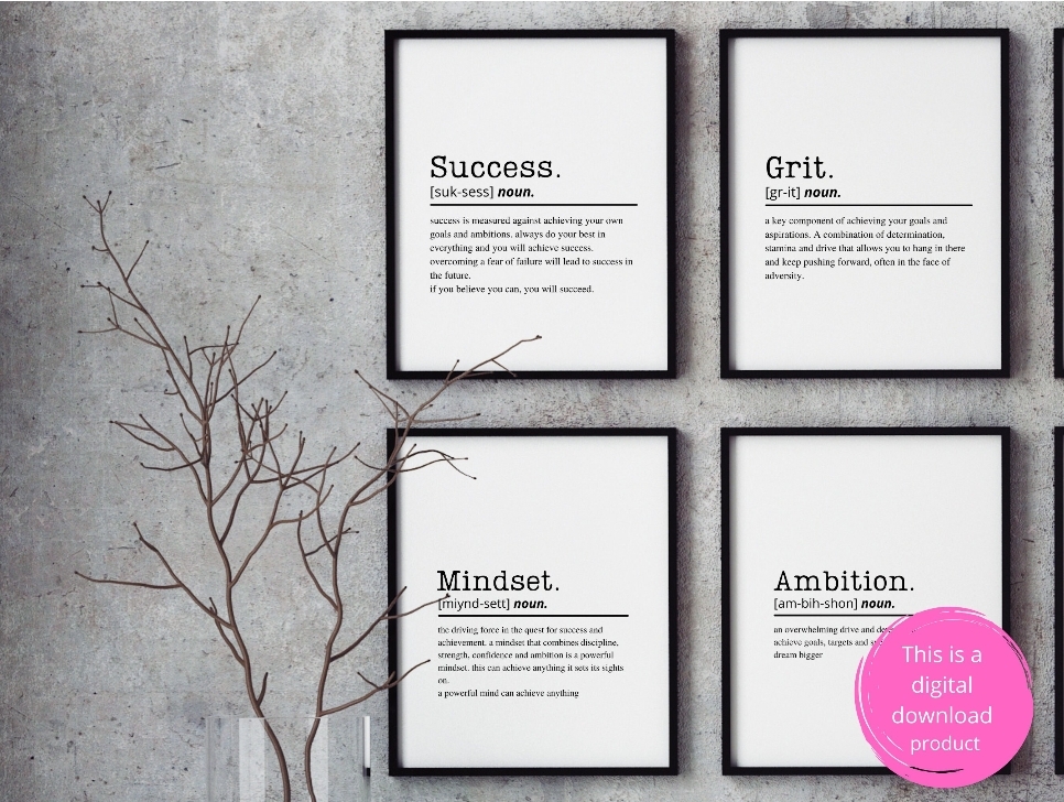 Digital Art Prints - Success, Grit, Ambition, Mindset