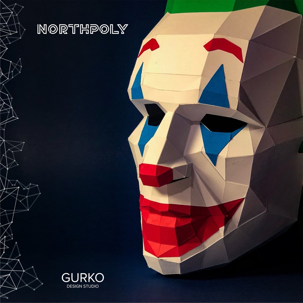 Joker Mask Papercraft, Pdf, Gurko, Pepakura, Template, 3D Origami ...